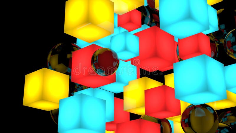 Background Composition with Cubes and Spheres. 3D Render Illustration ...