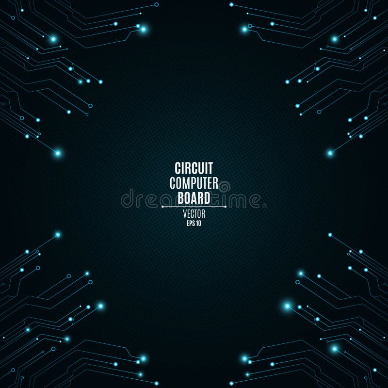 Background from a Computer Board with Luminous Blue Connectors. Circuit ...