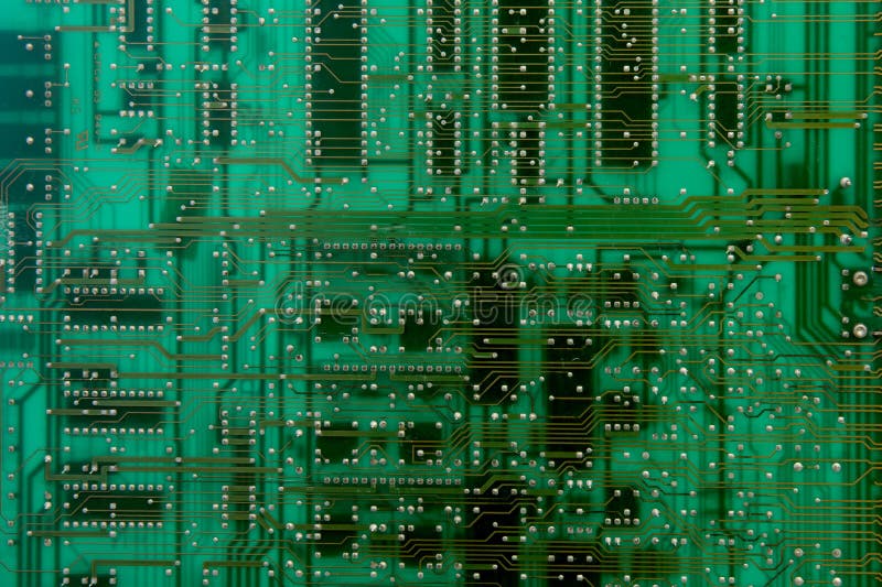 Background of Computer Circuit Board Closeup, Green Color Texture Stock ...