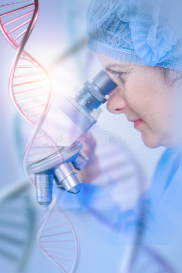 Analyzing Dna Strand Microscope Medical Research Study Stock Photos ...