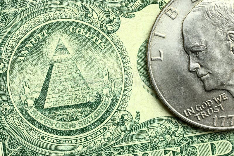 US Currency Concept of Dollar Coin on Dollar Note Stock Photo - Image ...