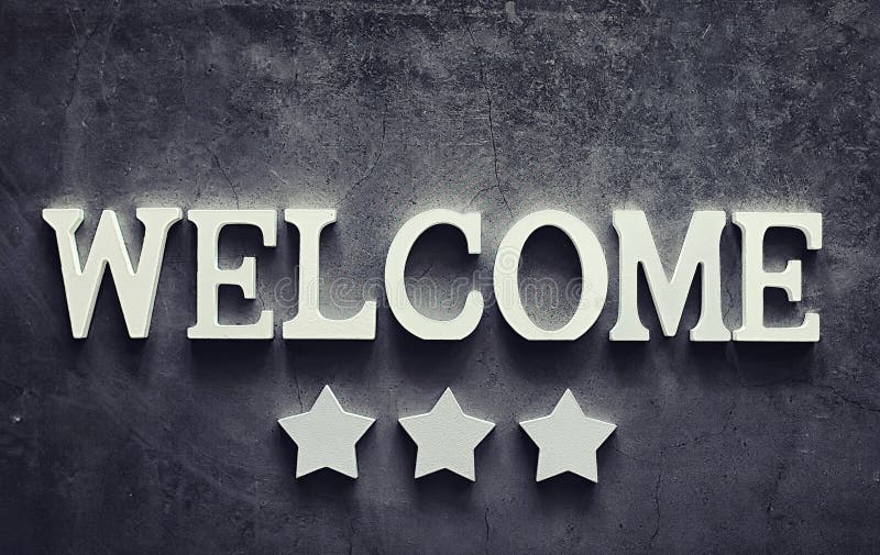 Background Concept. Inscription Welcome on a Dark Background Stock ...