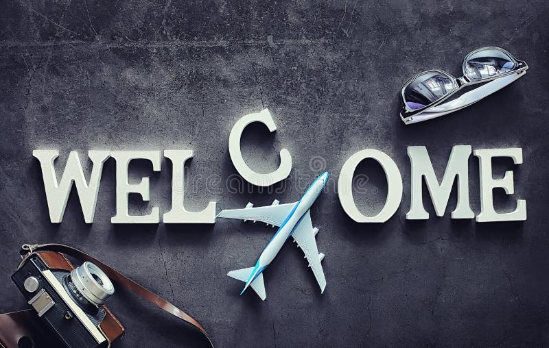 Background Concept. Inscription Welcome on a Dark Background Stock ...