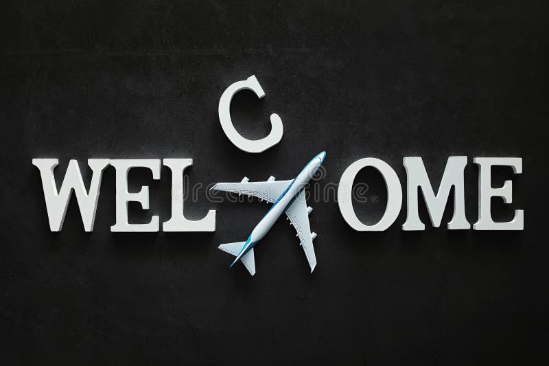 Background Concept. Inscription Welcome on a Dark Background. Stock ...