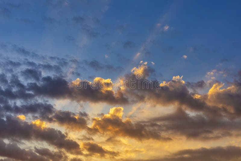 Sky with Cloud and Sun Ray Yellow and Blue Color Background. with Copy ...