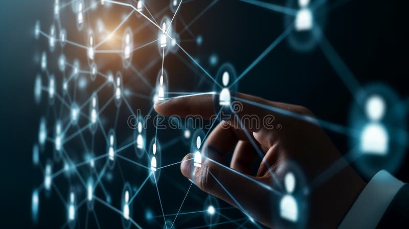 Background Conceptual Image with Social Connection Lines on Dark ...