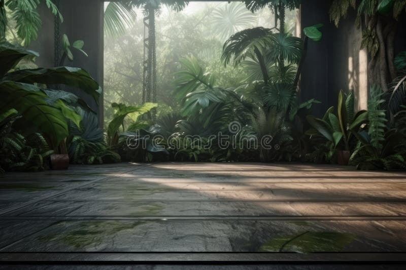 Background, Concrete Surface Against the Backdrop of the Jungle. AI ...