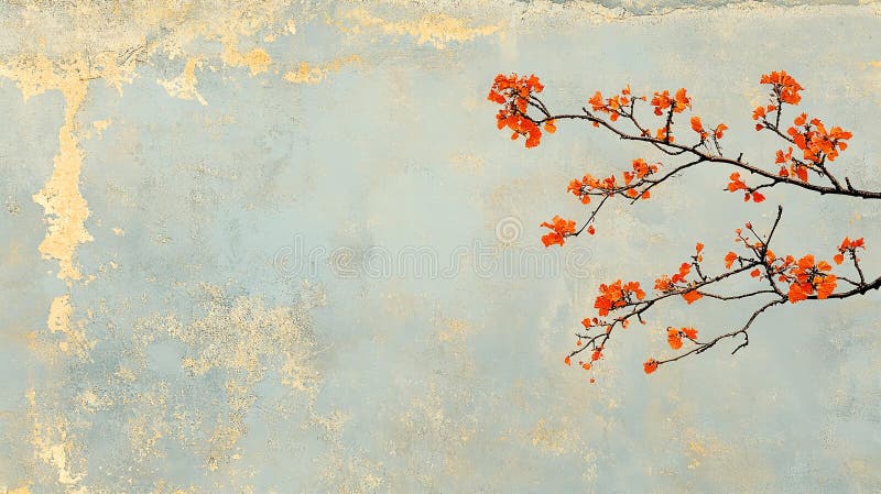 Background with Concrete Wall Texture and Tree Brunch, Mockup with Copy ...