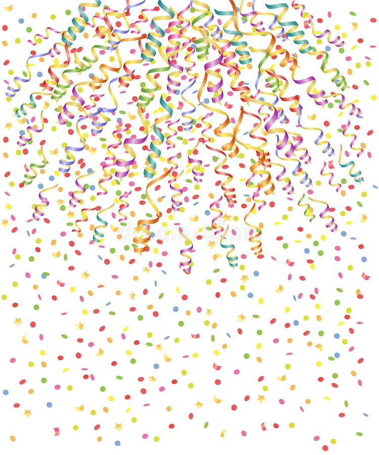 Background with Streamer and Confetti Stock Vector - Illustration of ...