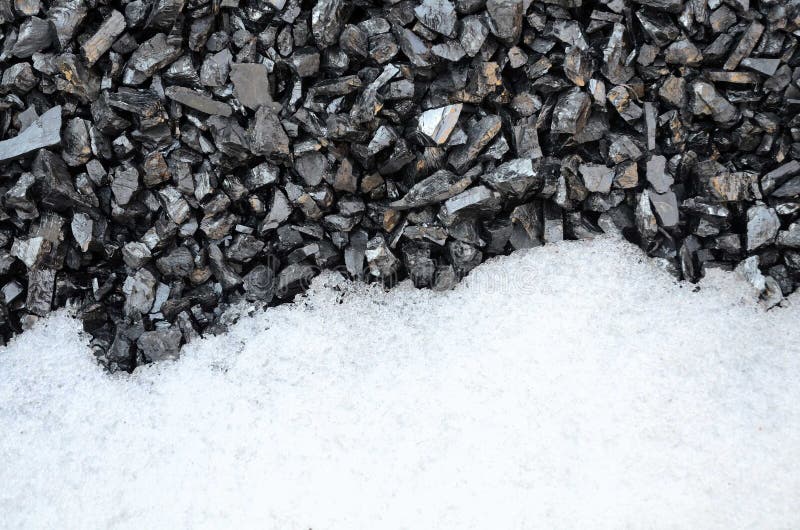 Background Consisting of Coal Anthracite and Melting Snow. Stock Image ...