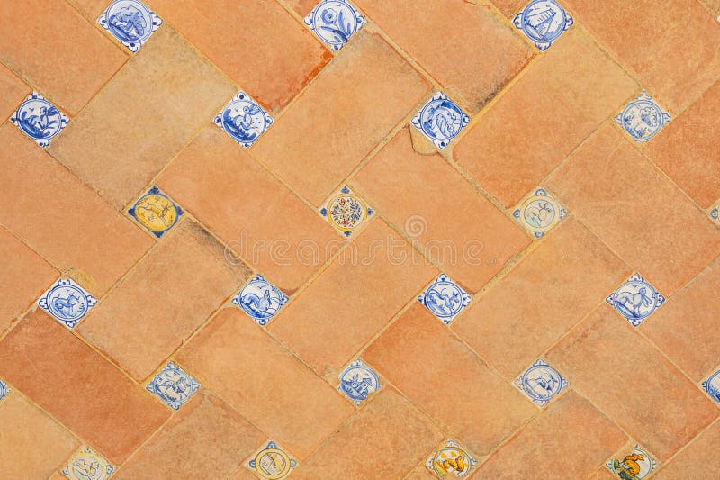 Background Consisting of Old Rectangular Ceramic Terracotta Tiles Lying ...