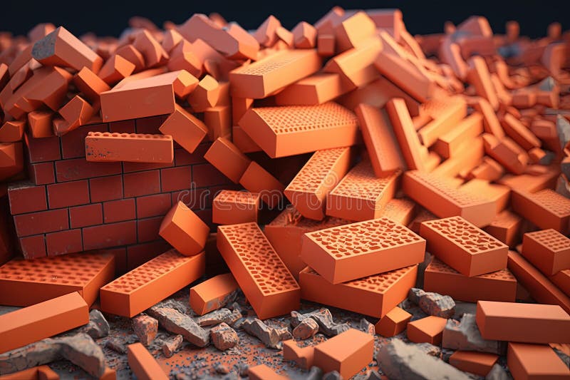 Background Construction Brick Pile Stock Illustration - Illustration of ...