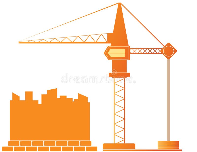 Construction Crane and City Landscape Stock Vector - Illustration of ...