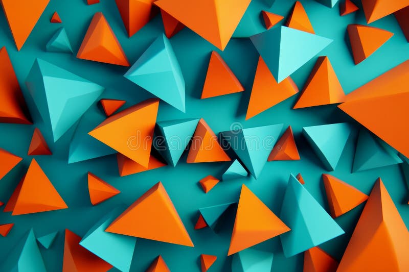Background of Convex Triangular Pyramids in Turquoise and Orange Stock ...