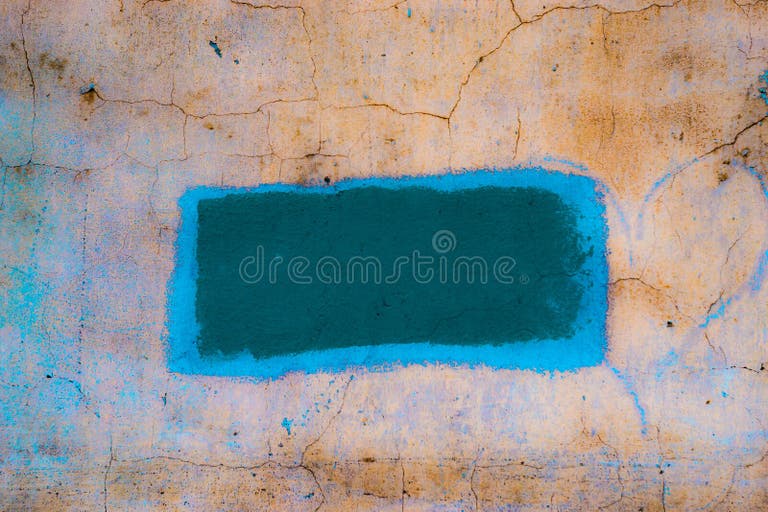 Background with Cracks and a Blue Rectangle in the Center Stock Image ...