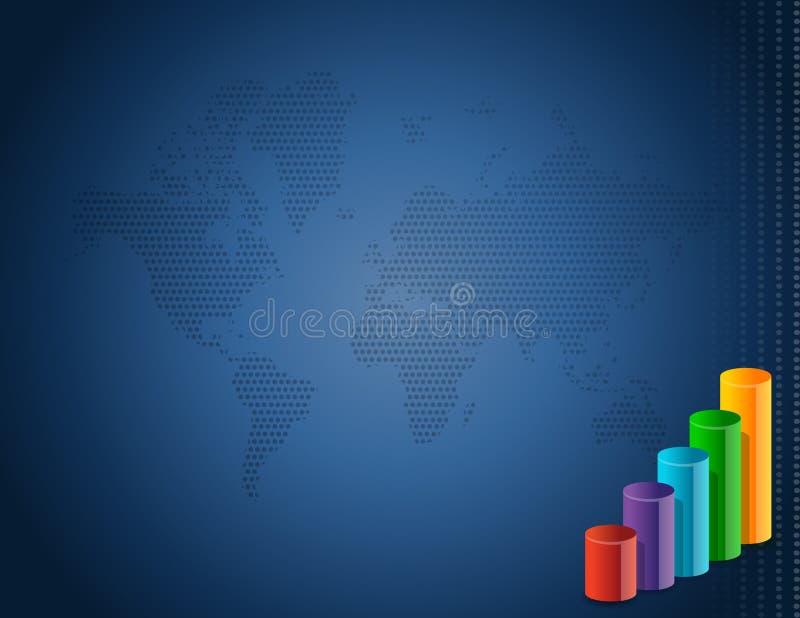 Background with Creative Bar Graphs and Map Stock Illustration ...