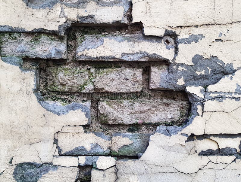 Background of a Crumbling Brick Wall Close-up. the Texture of a ...