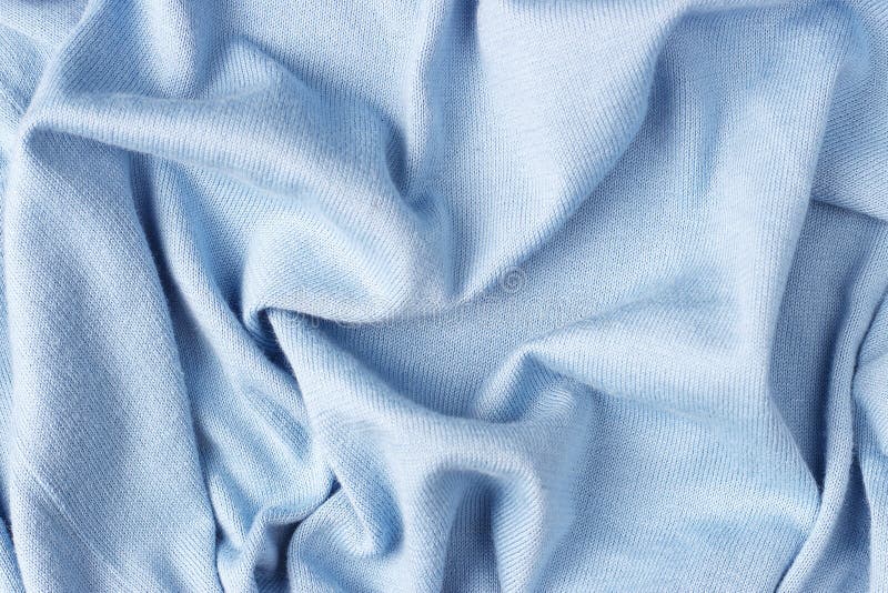 Background of Crumpled Blue Cotton Fabric, Close-up, Knitted Texture ...