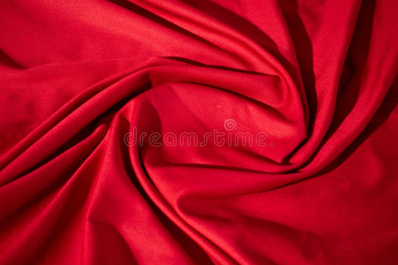 Background Crumpled Wavy Red Silky Fabric Texture. Stock Image - Image ...