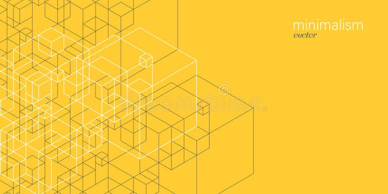 Linear Geometric Drawing.Abstract White Background from Cubes and Lines ...