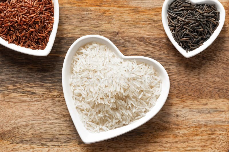 Background Culinary Set Rice in a White Plate in the Shape of a Heart ...
