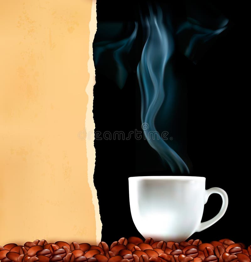 Background with Cup of Coffee and Old Ripped Paper Stock Vector ...