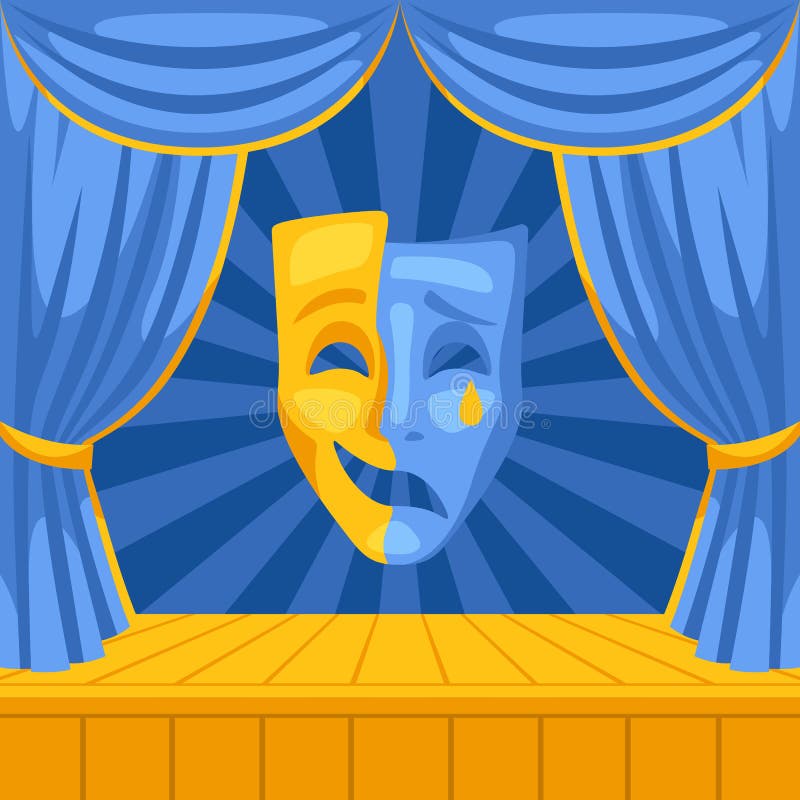 Background with Curtains Stage. Illustration for Theatrical Performance ...