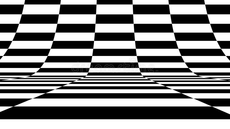 Background of Curved Black and White Checkerboard Pattern. 3D Rendering ...