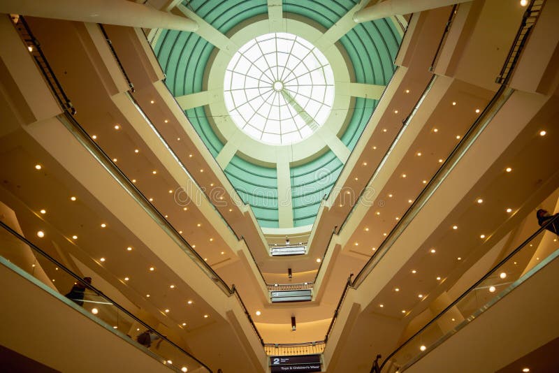 Background of Curved Blue Glass Dome Ceiling with Geometric Structure ...