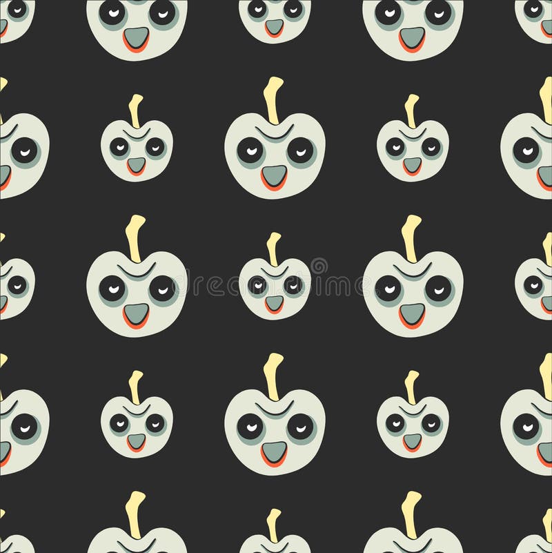 Background with Cute Apples. Apple Fruit. Seamless Pattern. Vector ...