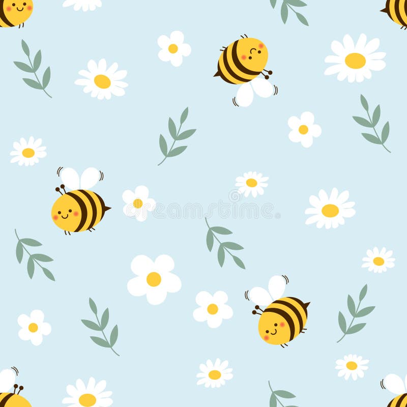 Background with Cute Bee Cartoon Stock Vector - Illustration of ...