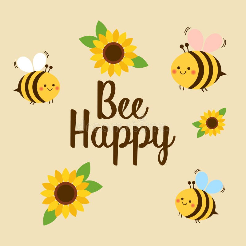 Background with Cute Bee Cartoon Stock Vector - Illustration of nature ...