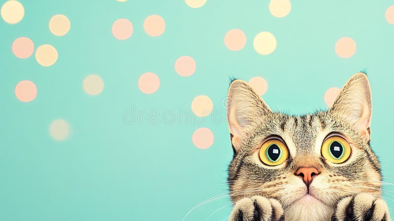 Background with Cute Cat and Copy Space Stock Illustration ...