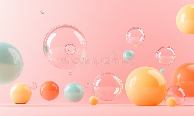 Background with Cute Soap Bubbles, Light Pink Colored Stock ...