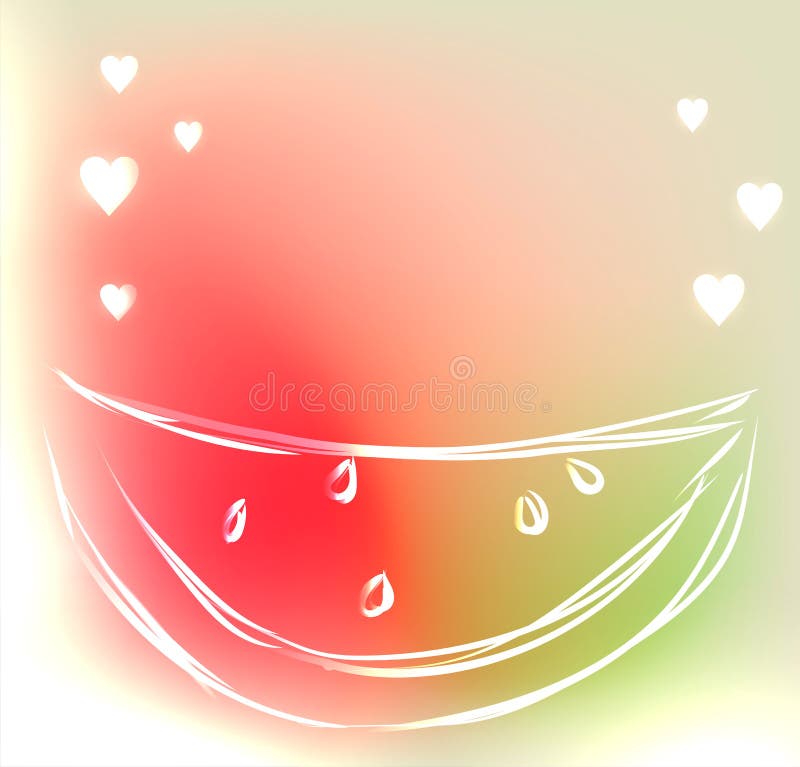 Background with Cute Watermelon in Beautiful Colors, Vector ...