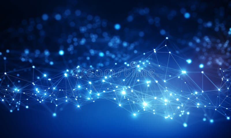 Background with a Cyber Network Grid, Artificial Neurons, and Global ...