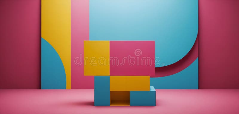 Background with 3D Blocks for Creating Zones with Color Accents in ...
