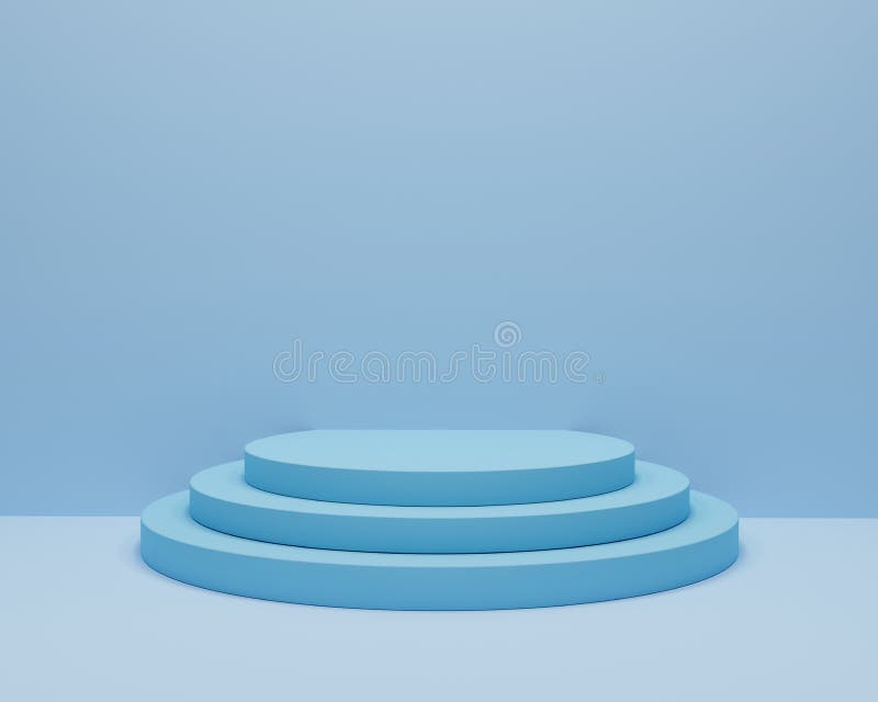 Background 3d Blue Rendering with Podium and Minimal Round Platform ...