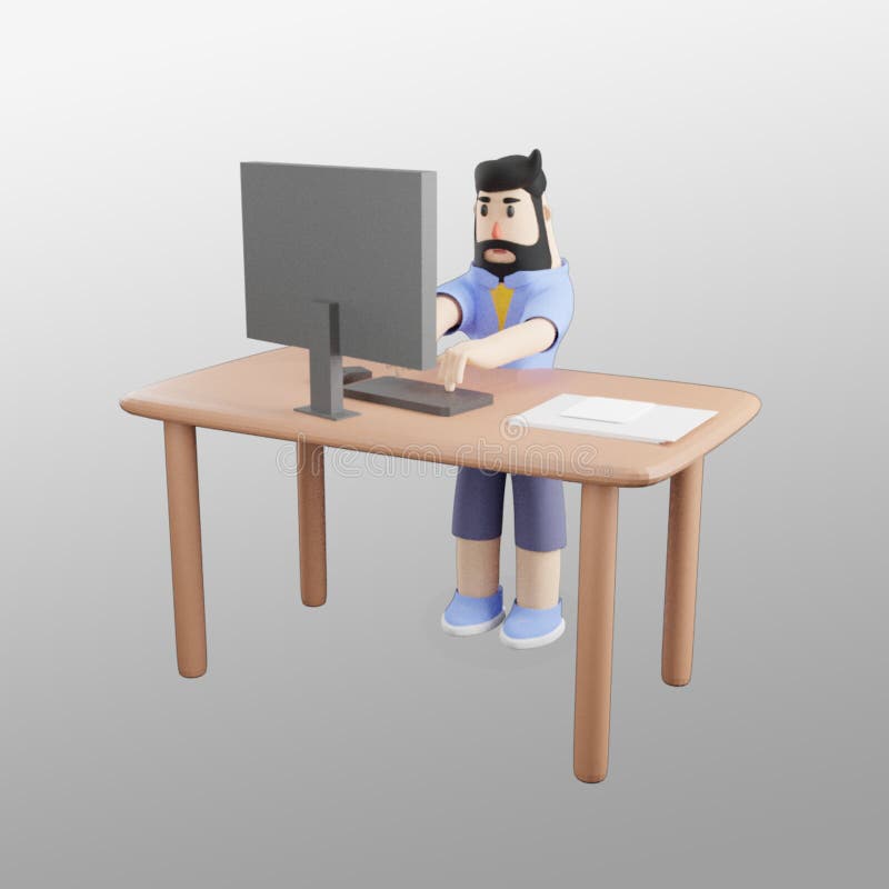 Background 3D Illustration, 3d RenderingA Person Working at the ...