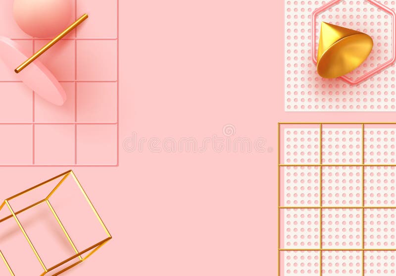 Background with 3d Realistic Objects. Minimal Abstract Composition ...