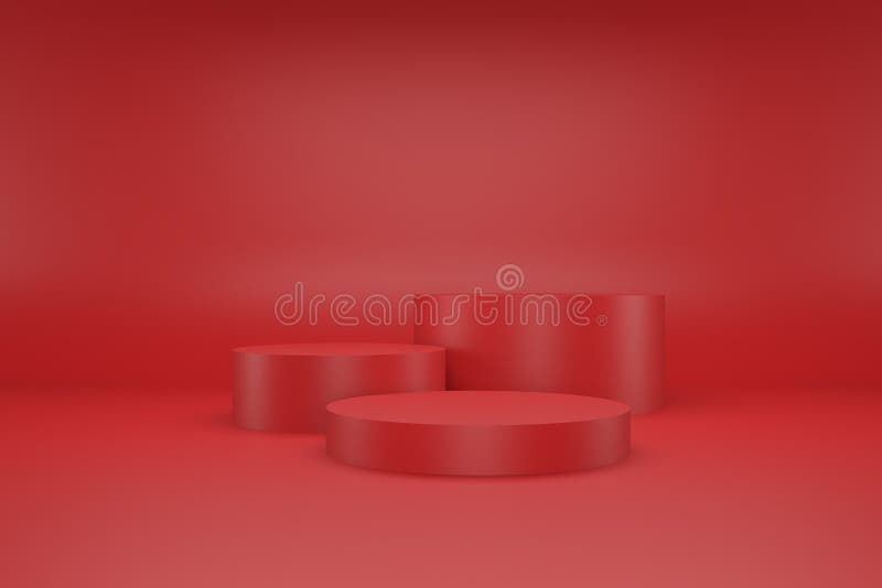 Background 3d Red Rendering with Cylinder Podium and Minimal in ...