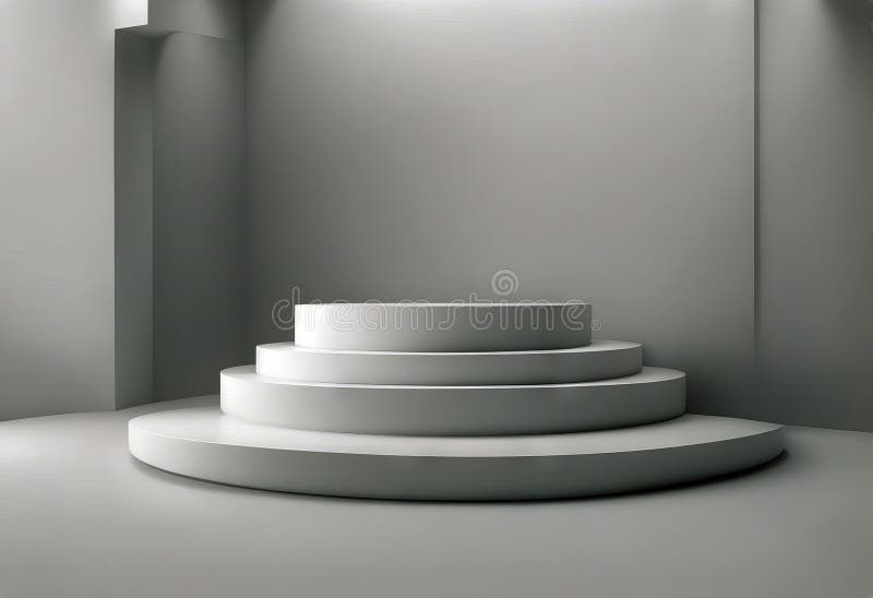 Background 3D Rendering Podium White Empty Dais Step Stage Racked Floor ...