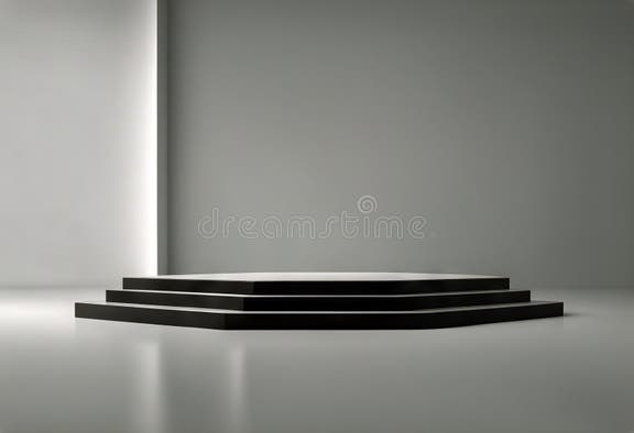 Background 3D Rendering Podium White Empty Dais Step Stage Racked Floor ...