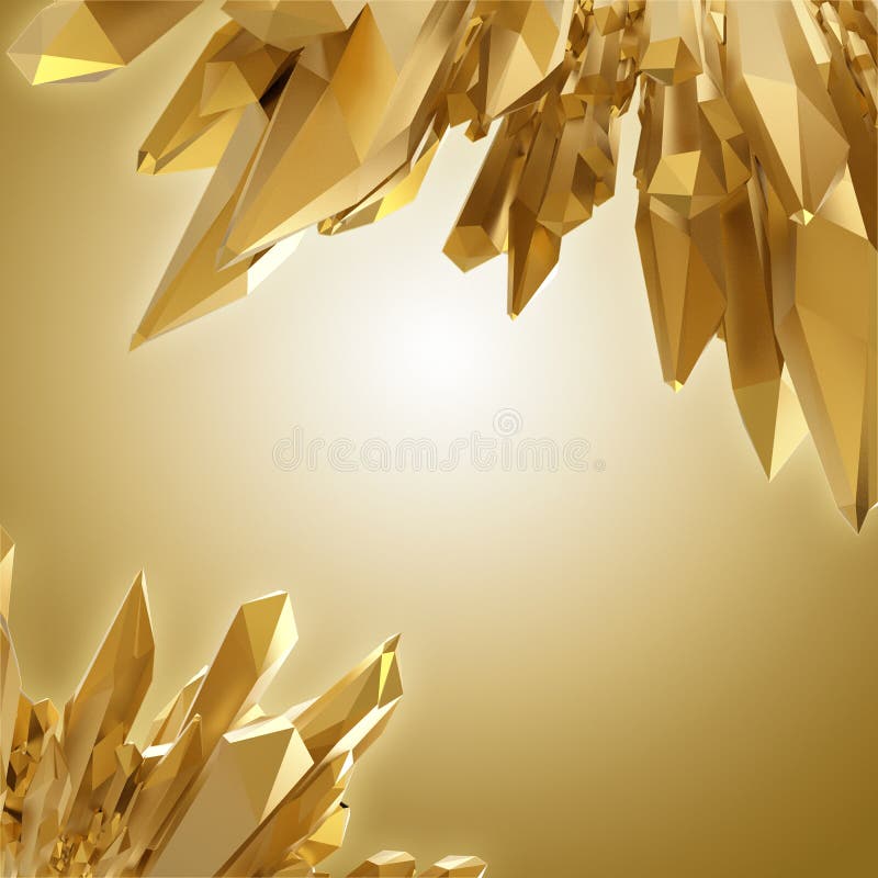 Background with 3d Sharp Golden Crystal Shapes Stock Illustration ...