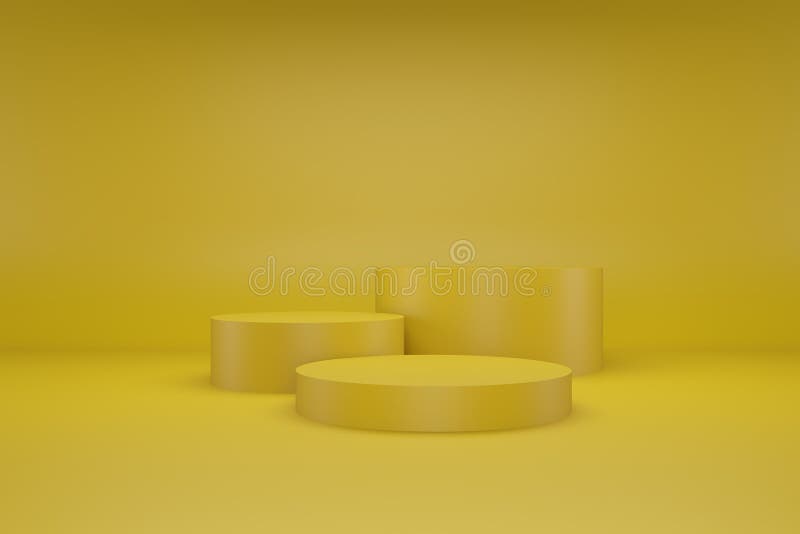 Background 3d Yellow Render with Cylinder Podium and Minimal in ...