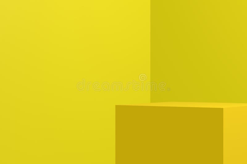 Background 3d Yellow Rendering with Podium 3D Render. Stock ...