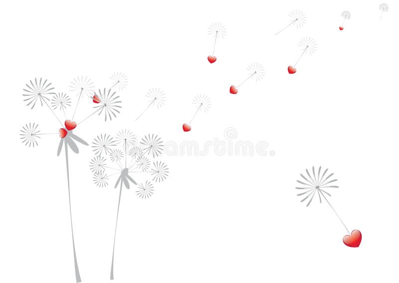 Dandelion with hearts. stock vector. Illustration of symbol - 91233550