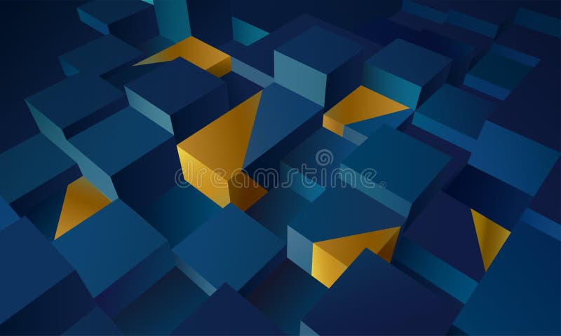 Background of Dark Blue 3D Cubes Stock Vector - Illustration of ...