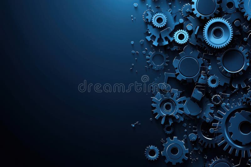 Background with Dark Blue Gears Representing Industrial Technology and ...