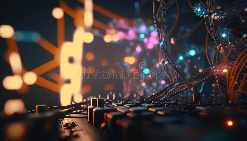 Background - Dark Cyber Texture with Smart Fiber Cables - Ai Generated ...